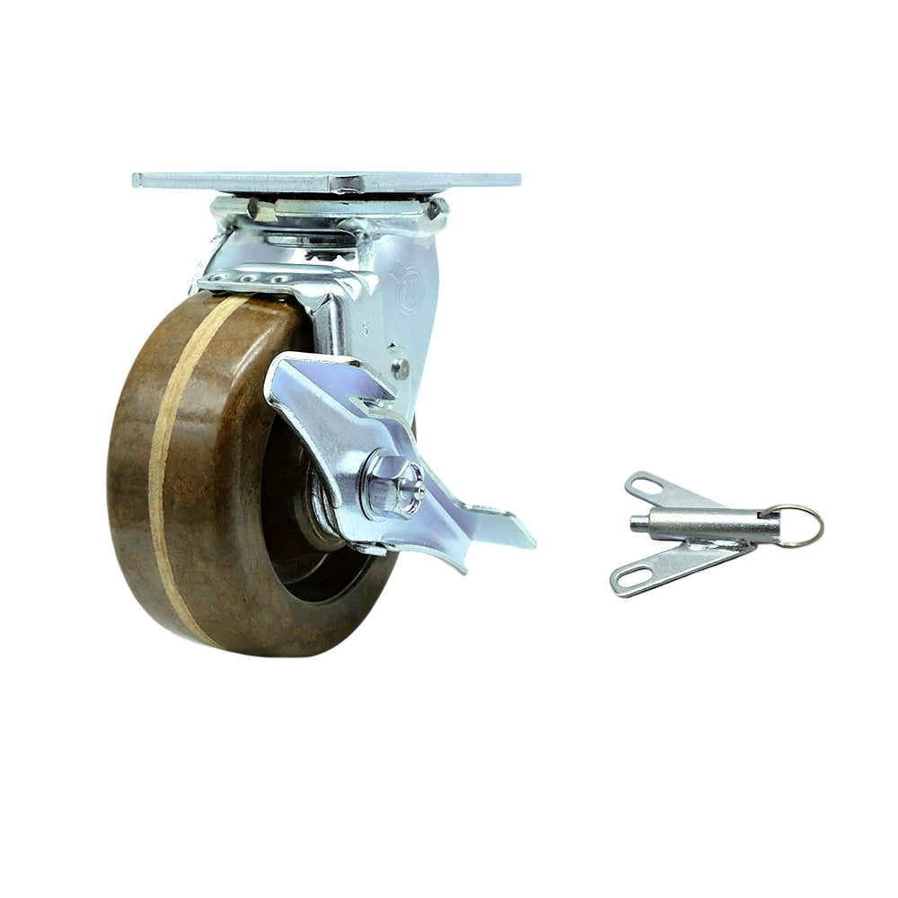 5 Inch High Temp Phenolic Caster with Roller Bearing and Brake/Swivel ...
