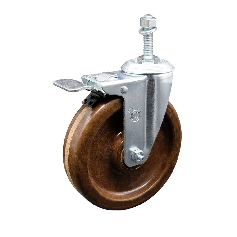 5 Inch High Temp Phenolic Swivel 10mm Stem Caster with Total Lock Brake ...
