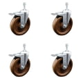 5 Inch High Temp Phenolic Swivel 3/8 Inch Stem Caster Set with Total ...