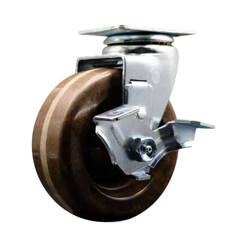 5 Inch High Temp Phenolic Swivel Caster with Roller Bearing and Brake ...