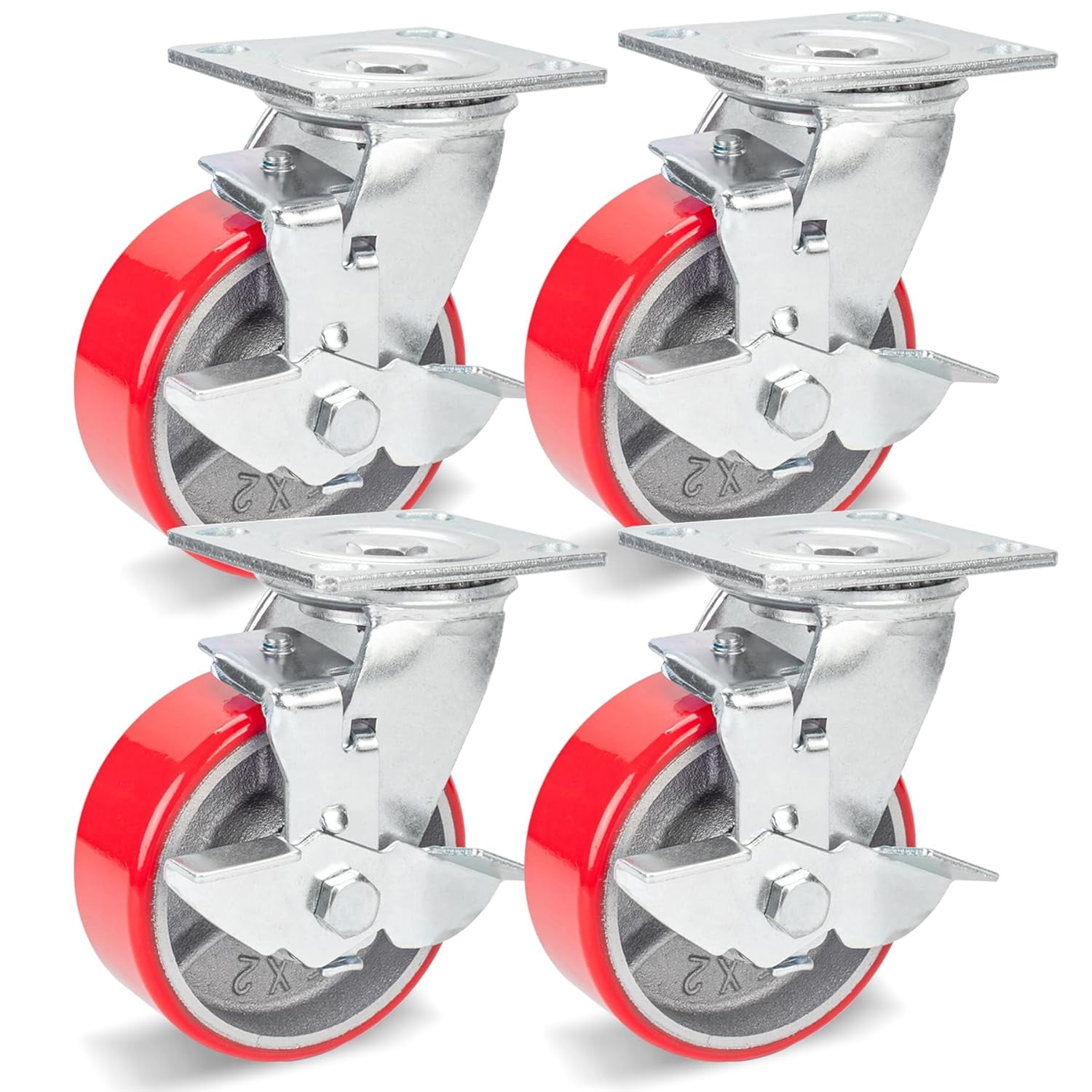 5 Inch Industrial Casters Set of 4, Heavy Duty Casters with Brake 4000 ...