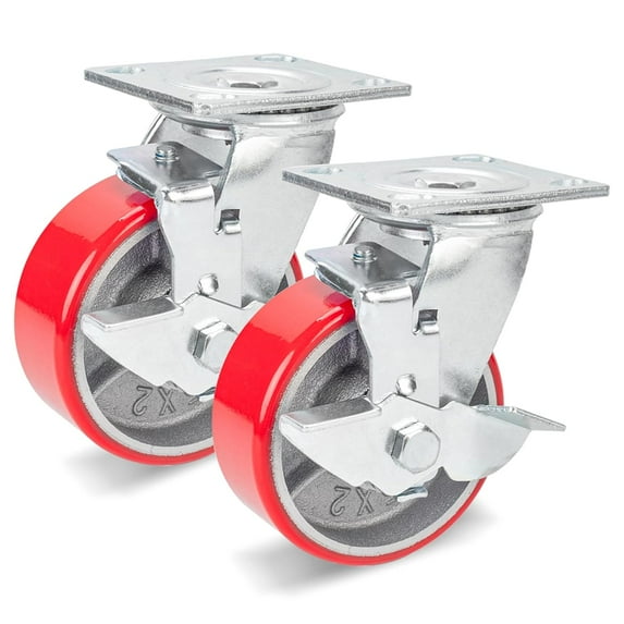 5 Inch Industrial Casters Set of 4, Heavy Duty Casters with Brake 4000 ...