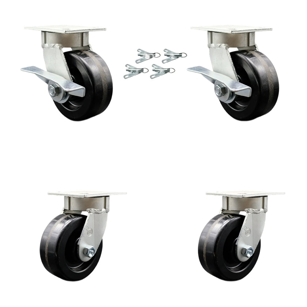 5 Inch KP Phenolic Caster Set with Ball Bearings 4 Swivel Locks 2 ...