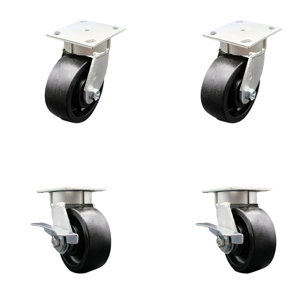 5 Inch Kingpinless Glass Filled Nylon Wheel Swivel Caster Set with 2 ...