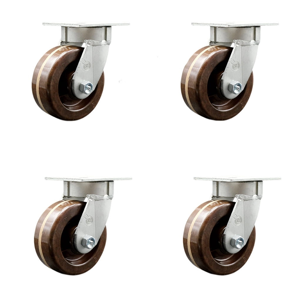 5 Inch Kingpinless High Temp Phenolic Wheel Swivel Caster Set with ...