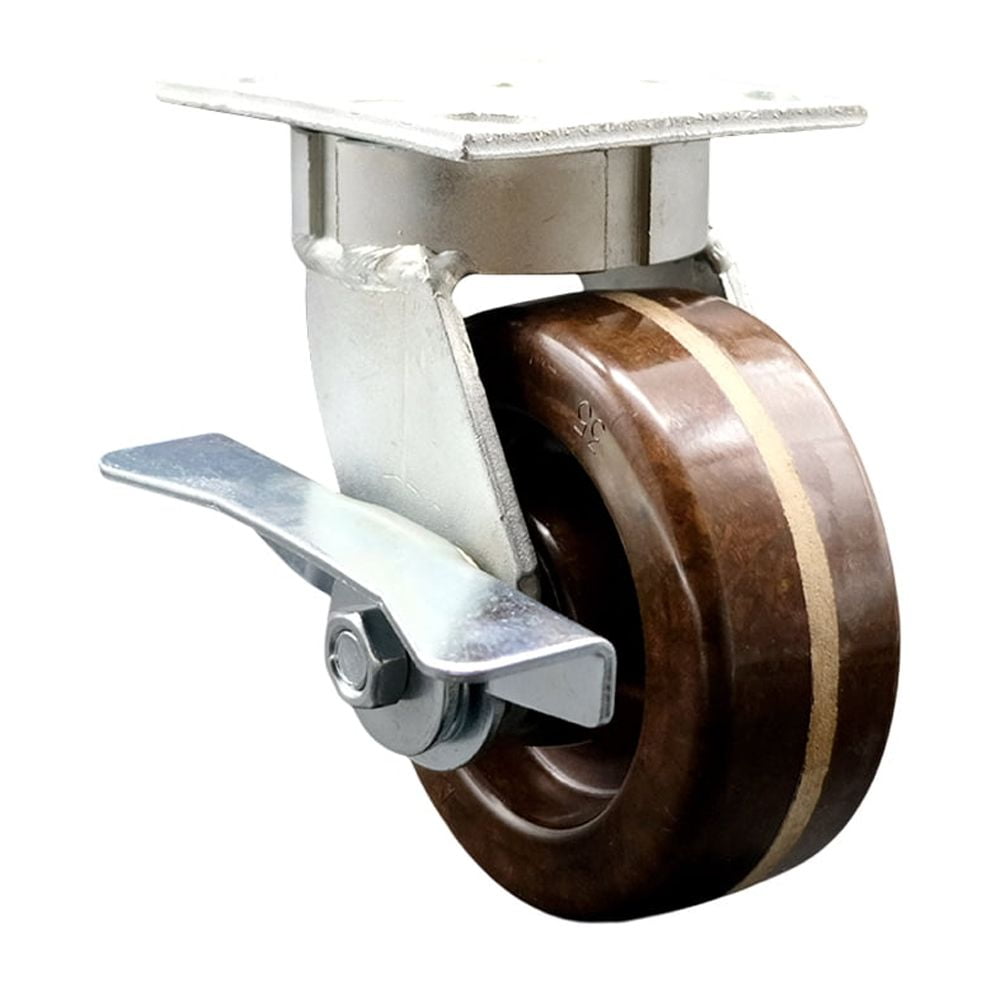 5 Inch Kingpinless High Temp Phenolic Wheel Swivel Caster with Brake SCC - Walmart.com