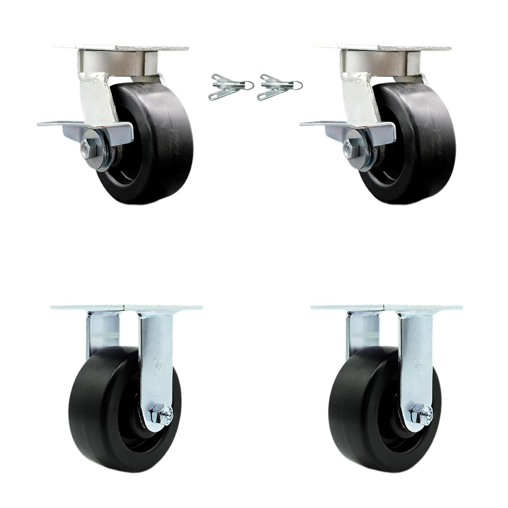 5 Inch Kingpinless Polyolefin Wheel Caster Set 2 Swivel Locks 2 Rigid ...