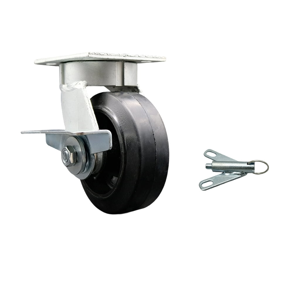 5 Inch Kingpinless Rubber on Steel Wheel Caster with Brake and Swivel ...