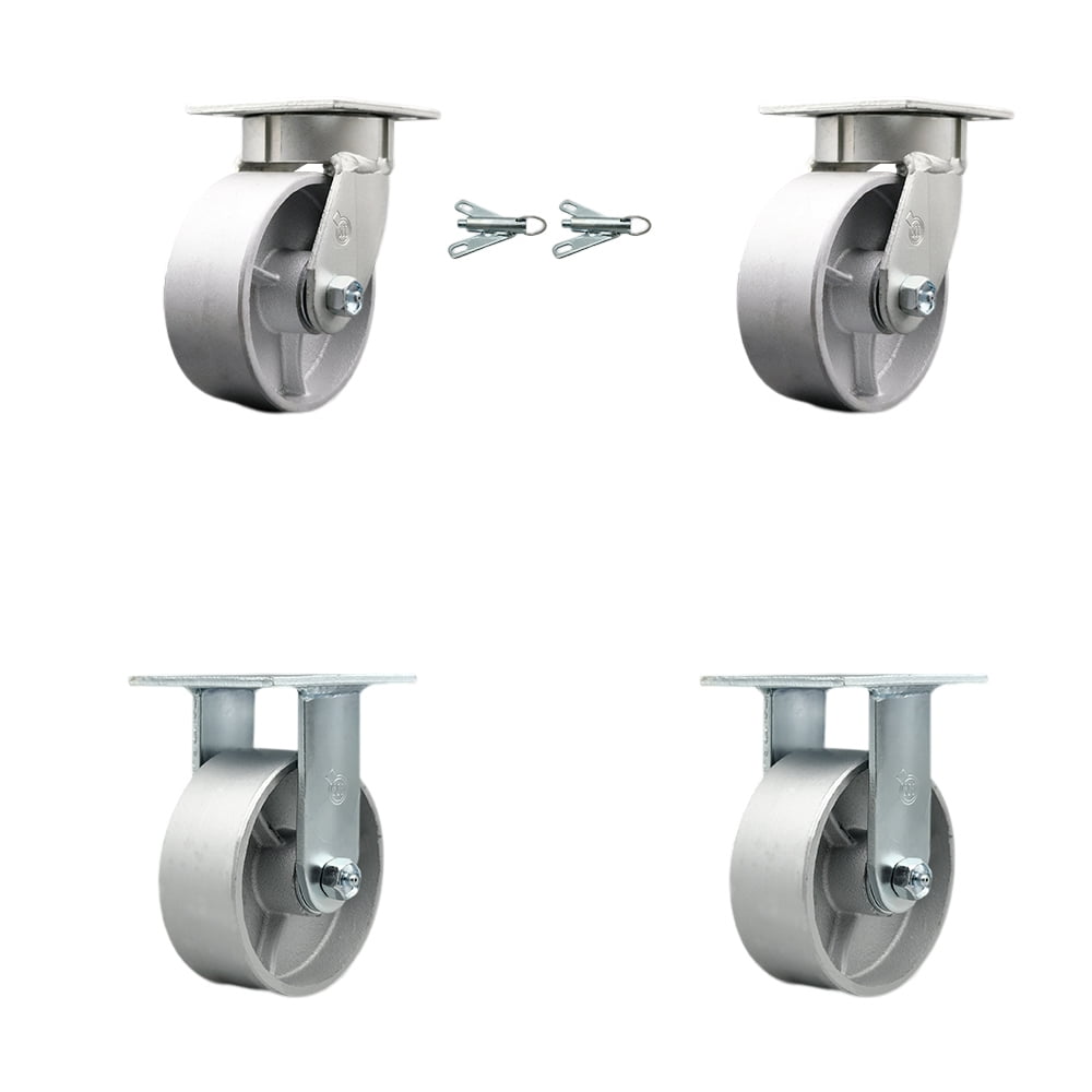 5 Inch Kingpinless Semi Steel Wheel Caster Set 2 Swivel Locks 2 Rigid ...