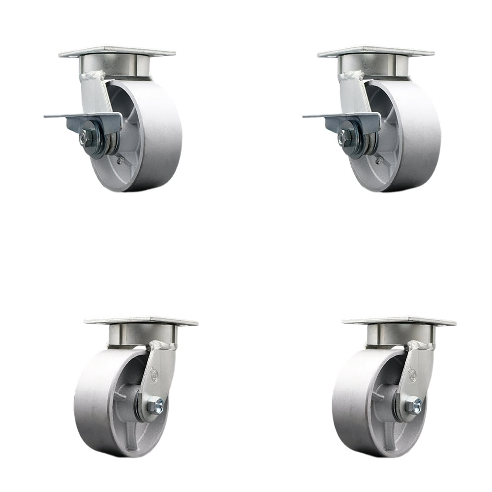 5 Inch Kingpinless Semi Steel Wheel Caster Set 4 Swivel Locks 2 Brakes ...