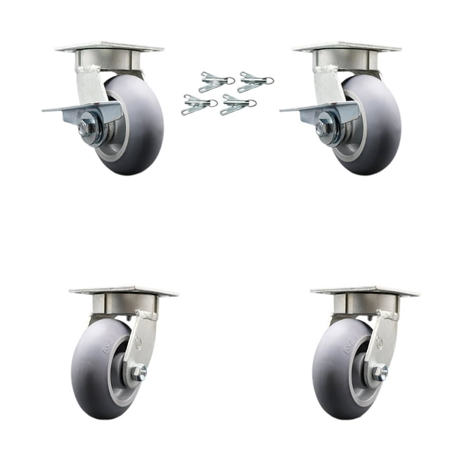 5 Inch Kingpinless Thermoplastic Rubber Wheel Caster Set 4 Swivel Locks ...