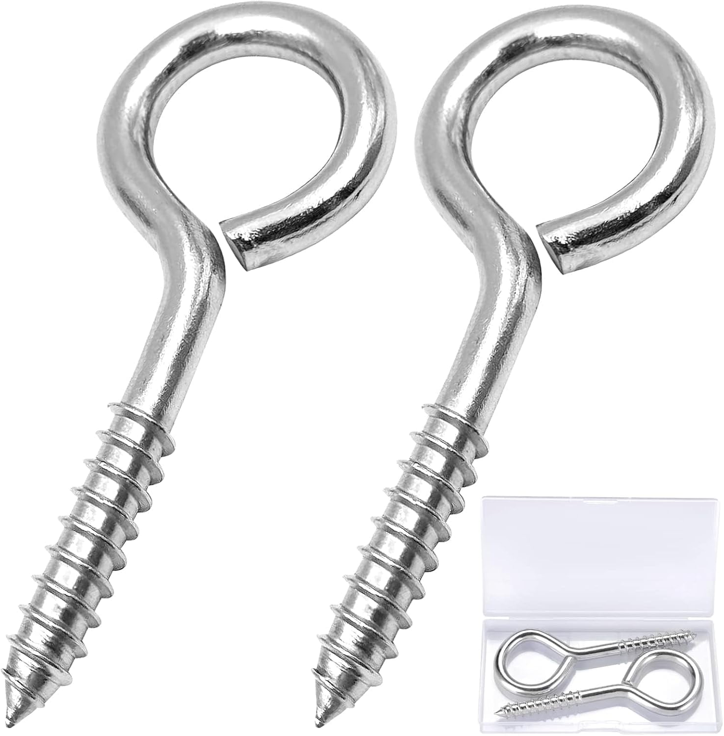 5 Inch Large Eye Hooks - Solid Stainless Steel Eye Hooks Screw in Heavy ...