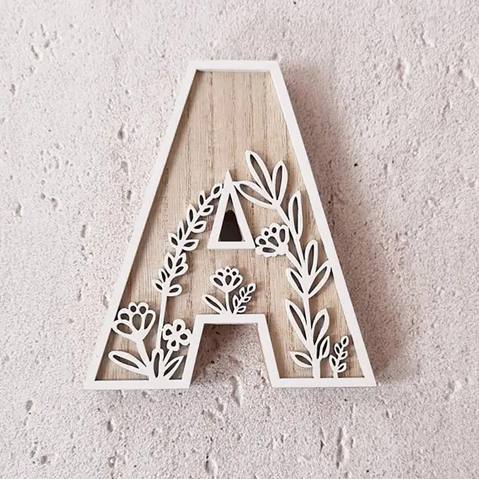 5 Inch Large Wooden Letters for Wall Decor, Flowered Paintable Wooden ...