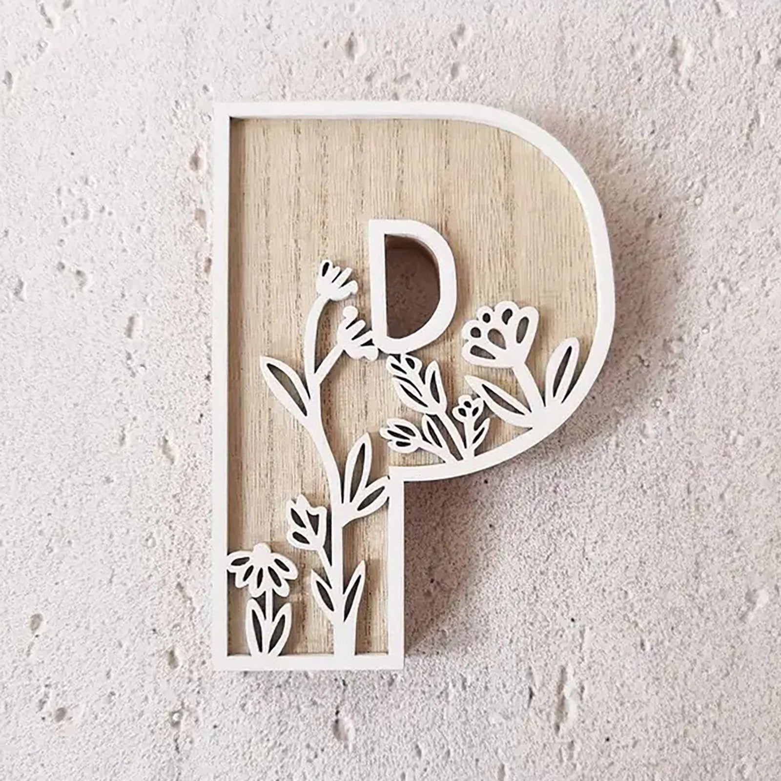 5 Inch Large Wooden Letters for Wall Decor, Flowered Paintable Wooden ...