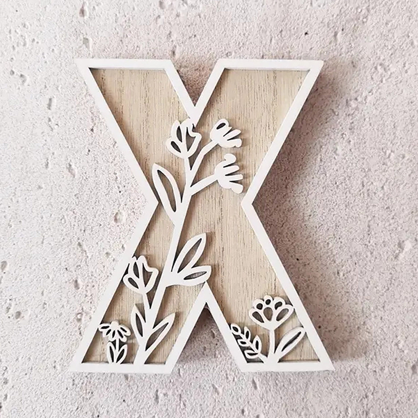 5 Inch Large Wooden Letters for Wall Decor, Flowered Paintable Wooden ...