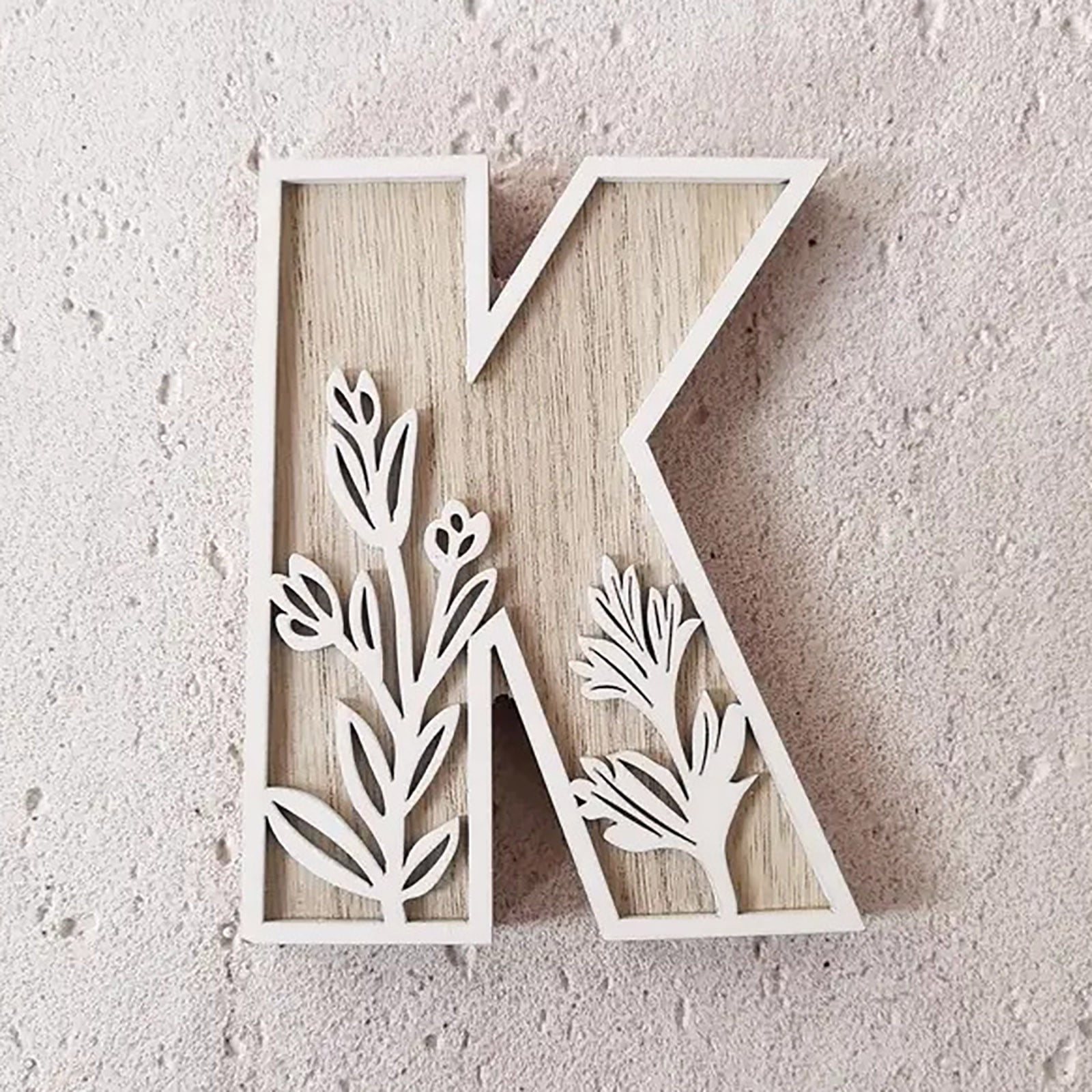 5 Inch Large Wooden Letters for Wall Decor, Flowered Paintable Wooden ...