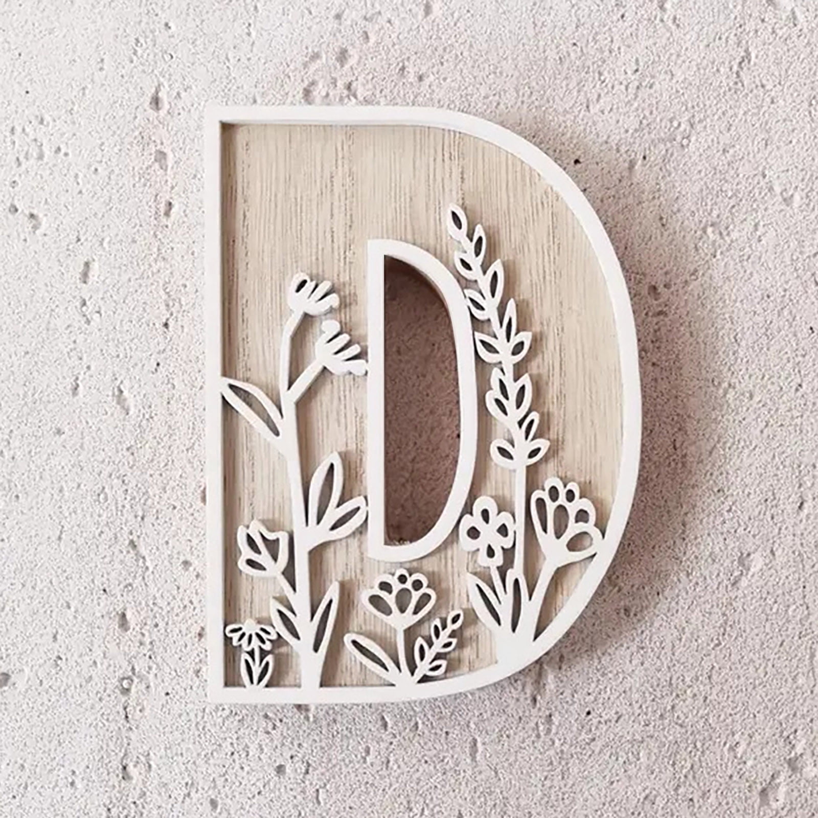 5 Inch Large Wooden Letters for Wall Decor, Flowered Paintable Wooden ...