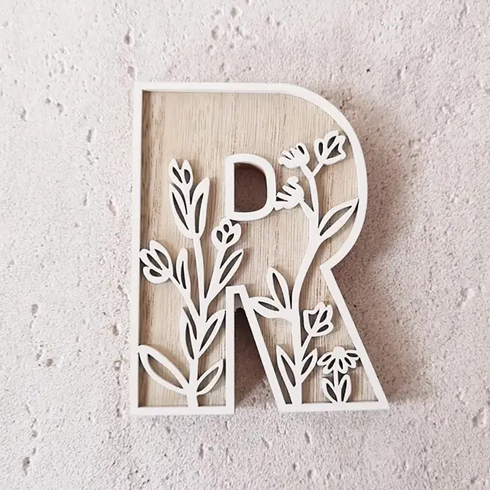 5 Inch Large Wooden Letters for Wall Decor, Flowered Paintable Wooden ...