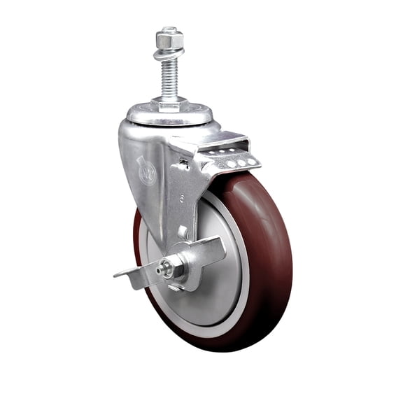 3.5 Inch Solid Polyurethane Swivel 12mm Threaded Stem Caster Set with ...