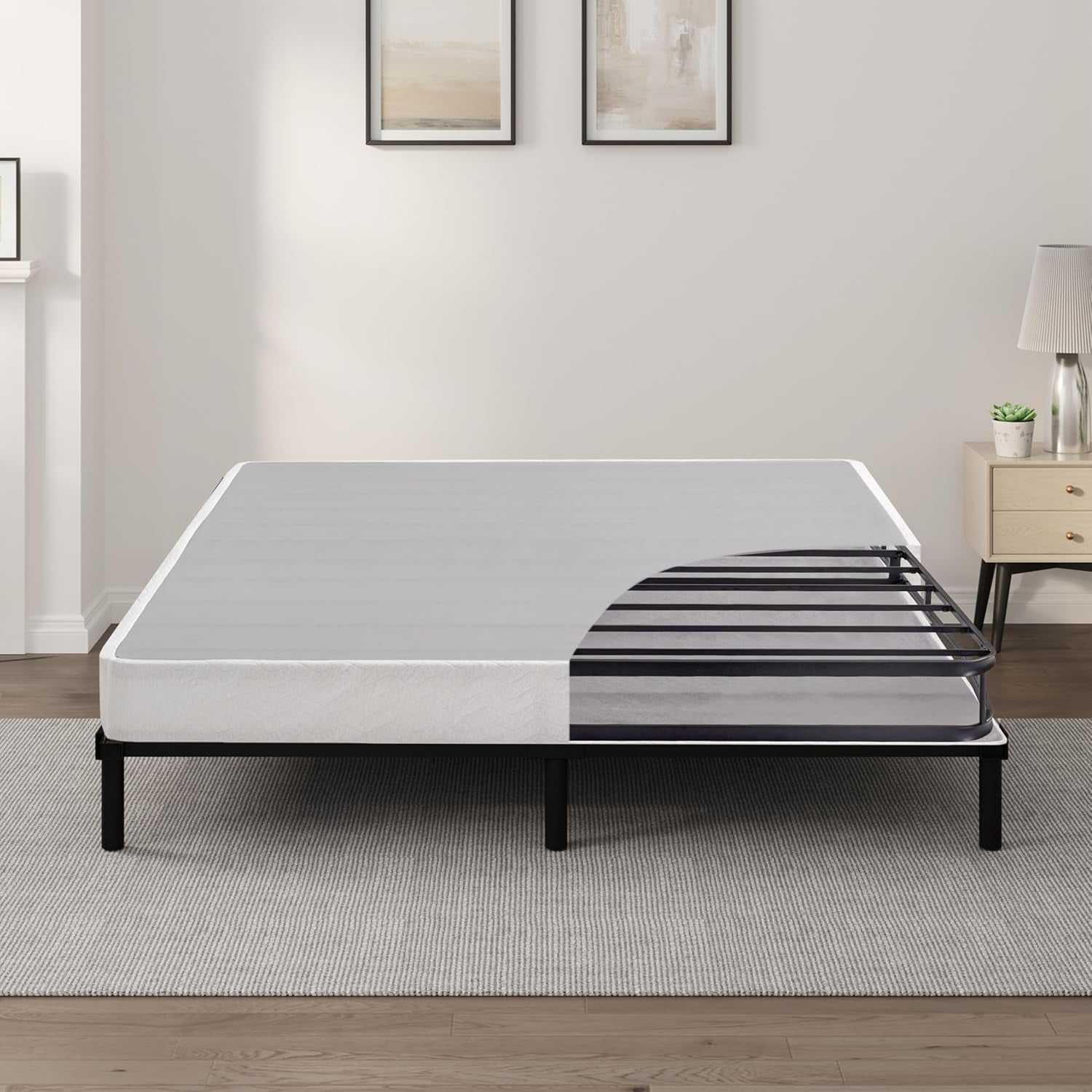 5 Inch Metal Box Spring with Quick Assembly, Sturdy Mattress Foundation ...