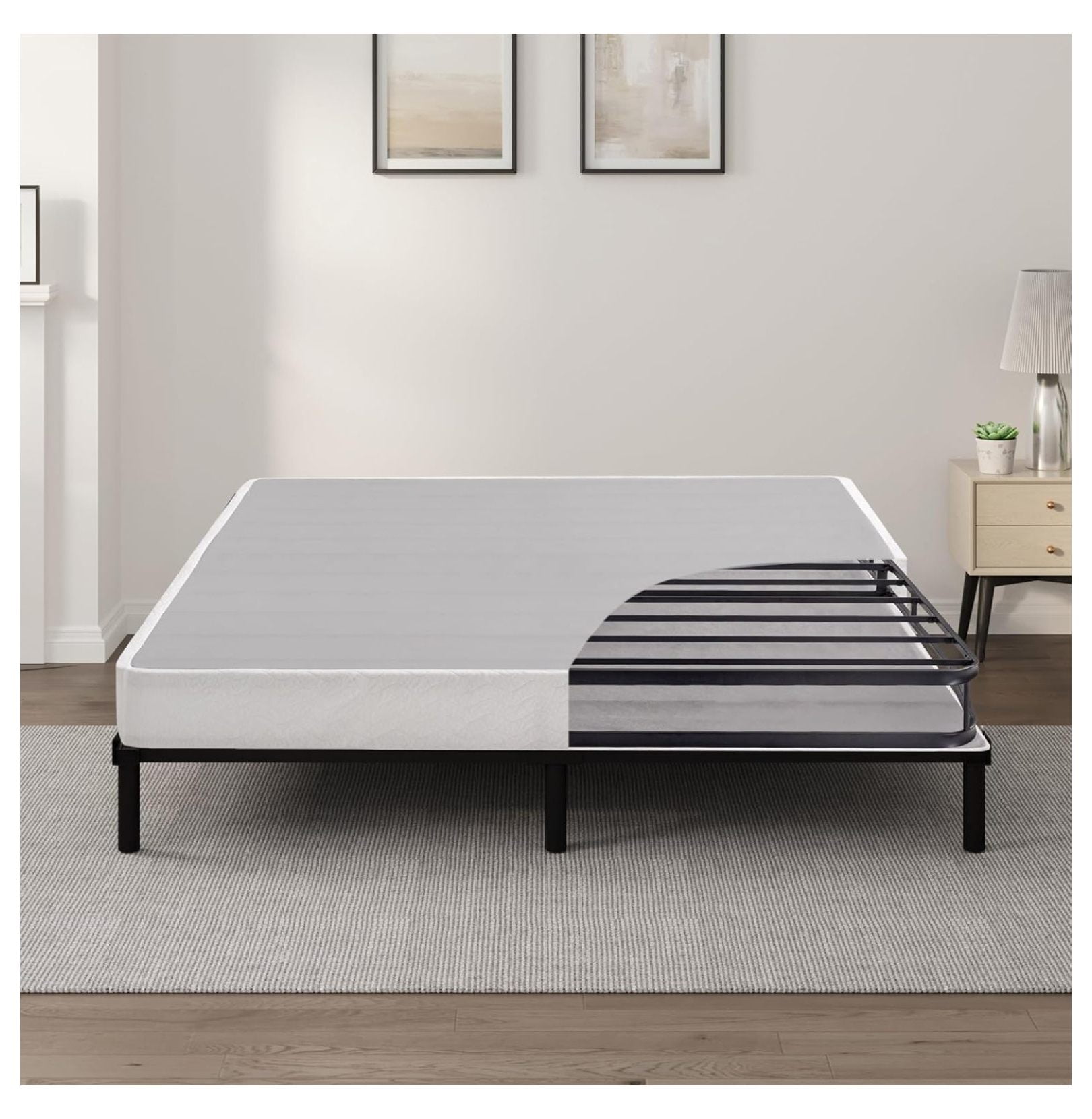 5 Inch Metal Box Spring with Quick Assembly, Sturdy Mattress Foundation ...