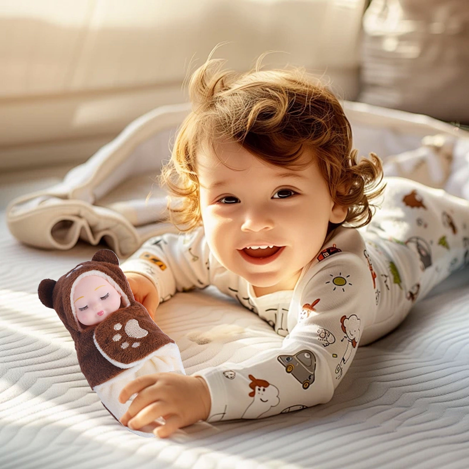 5 Inch Mini PVC Baby Dolls, Animal Theme Sleeping Bags Clothes Baby ...