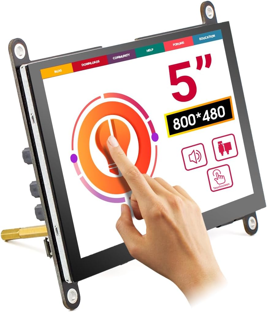 5 Inch Monitor for Raspberry Pi Touchscreen Monitor with Speaker LCD ...