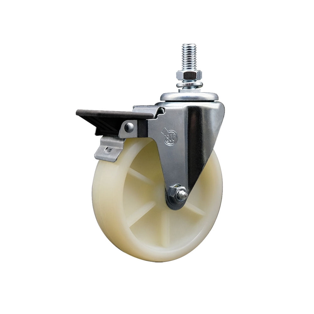 5 Inch Nylon 10MM Threaded Stem Caster with Brake - Walmart.com