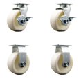5 Inch Nylon Caster Set with Ball Bearings 2 Brakes 2 Rigid SCC ...