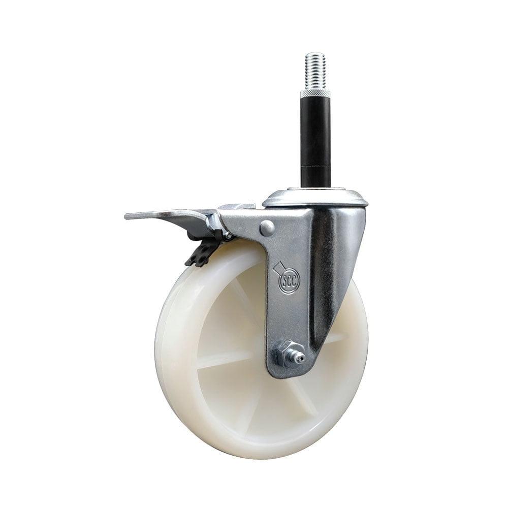 5 Inch Nylon Swivel 3/4 Inch Expanding Stem Caster Total Lock Brake SCC ...