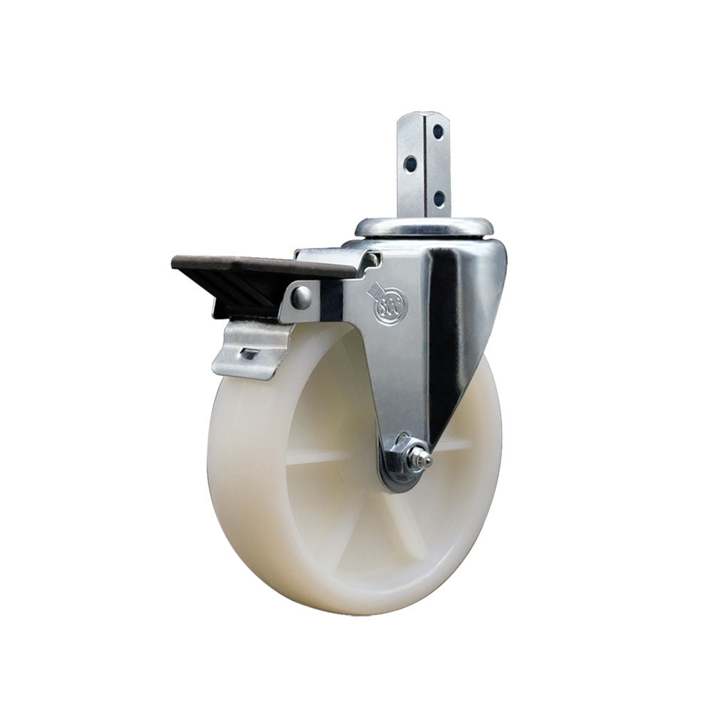5 Inch Nylon Wheel Swivel 3/4 Inch Square Stem Caster with Brake ...
