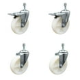 5 Inch Nylon Wheel Swivel 3/8 Inch Threaded Stem Caster Set 2 Total ...