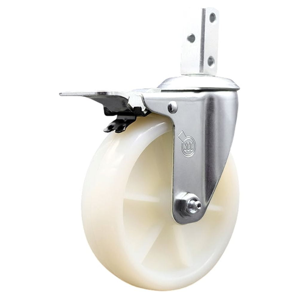 5 Inch Nylon Wheel Swivel 7/8 Inch Square Stem Caster with Total Lock ...