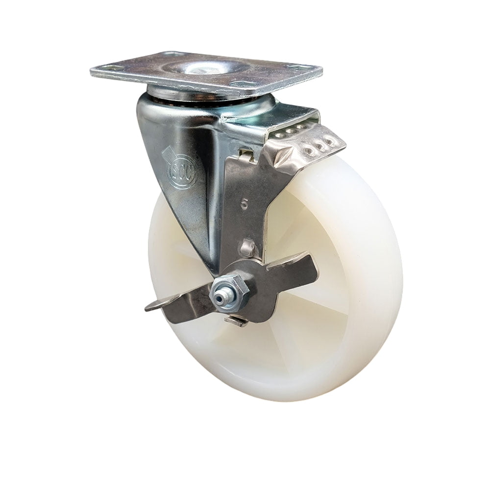 5 Inch Nylon Wheel Swivel Top Plate Caster with Brake Service Caster ...