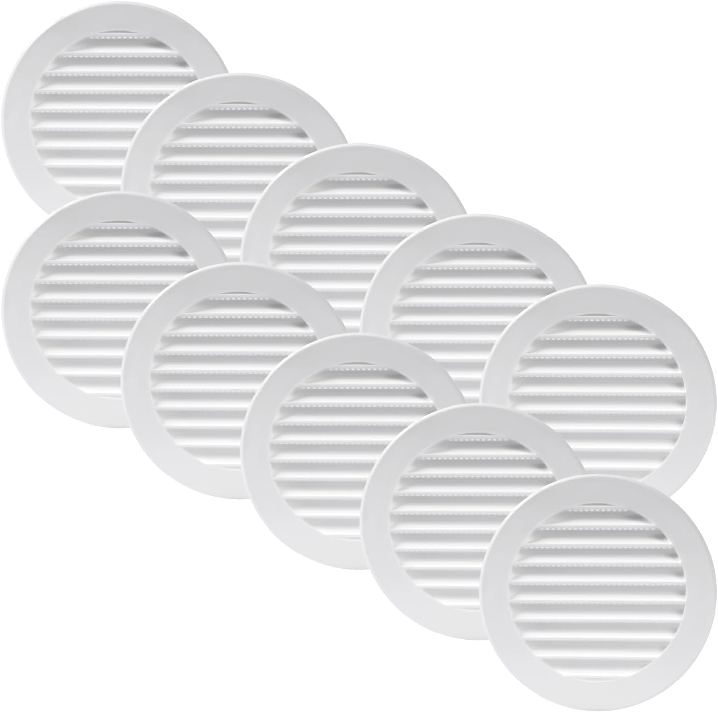 5 Inch - Pack of 10 - White Soffit Vent Cover - Round Intake or Exhaust ...