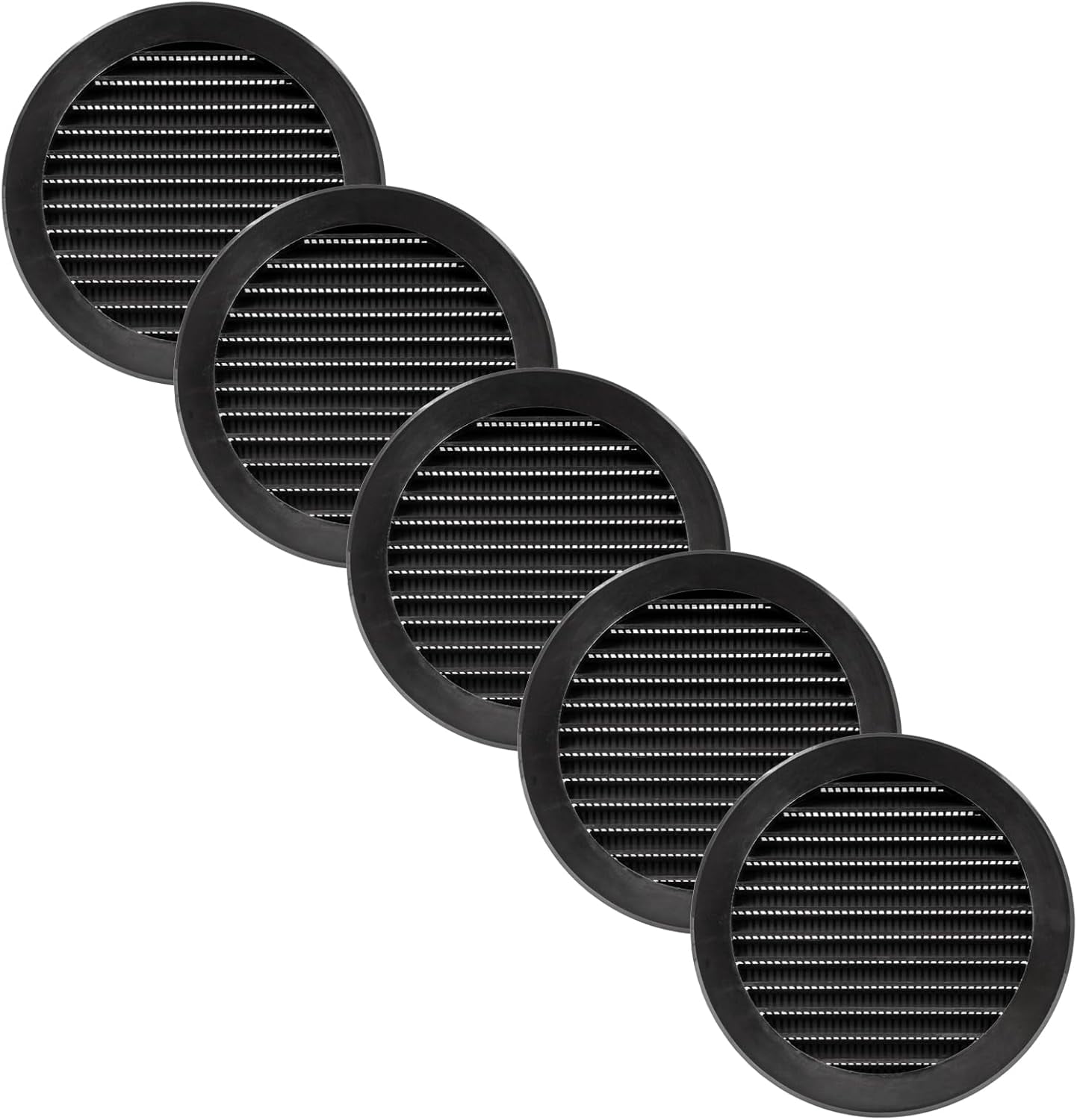 5 Inch - Pack of 5 - Black Soffit Vent Cover - Round Air Vent Louver ...