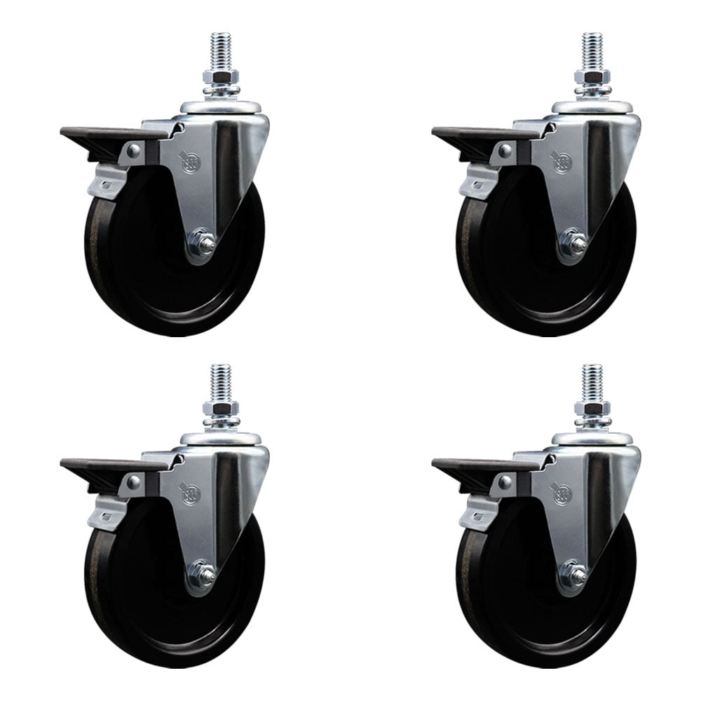 5 Inch Phenolic 10MM Threaded Stem Caster Set with Brake - Walmart.com