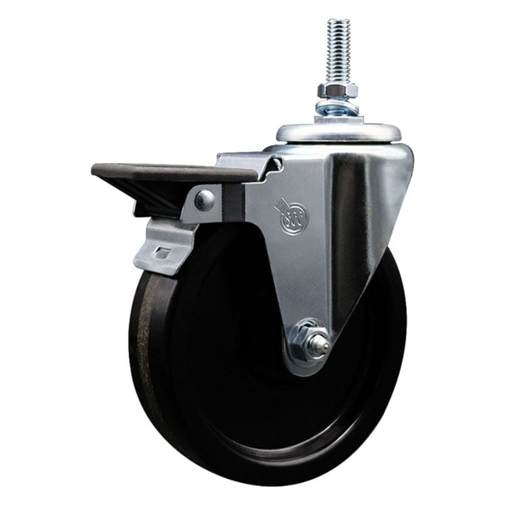 5 Inch Phenolic 3/8 Inch Threaded Stem Caster with Brake - Walmart.com