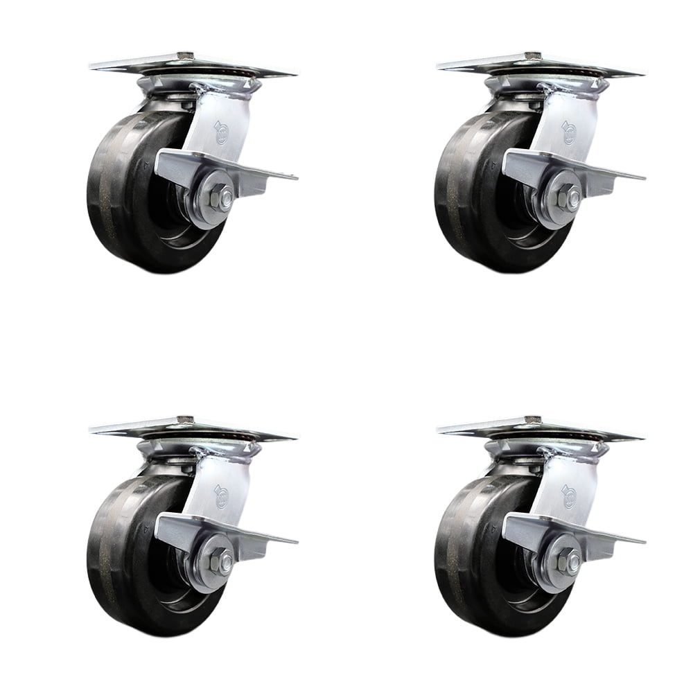 5 Inch Phenolic Caster Set with Roller Bearing and Brakes/Swivel Locks ...