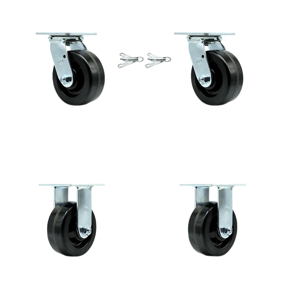 5 Inch Phenolic Caster Set with Roller Bearings 2 Swivel Lock 2 Rigid ...