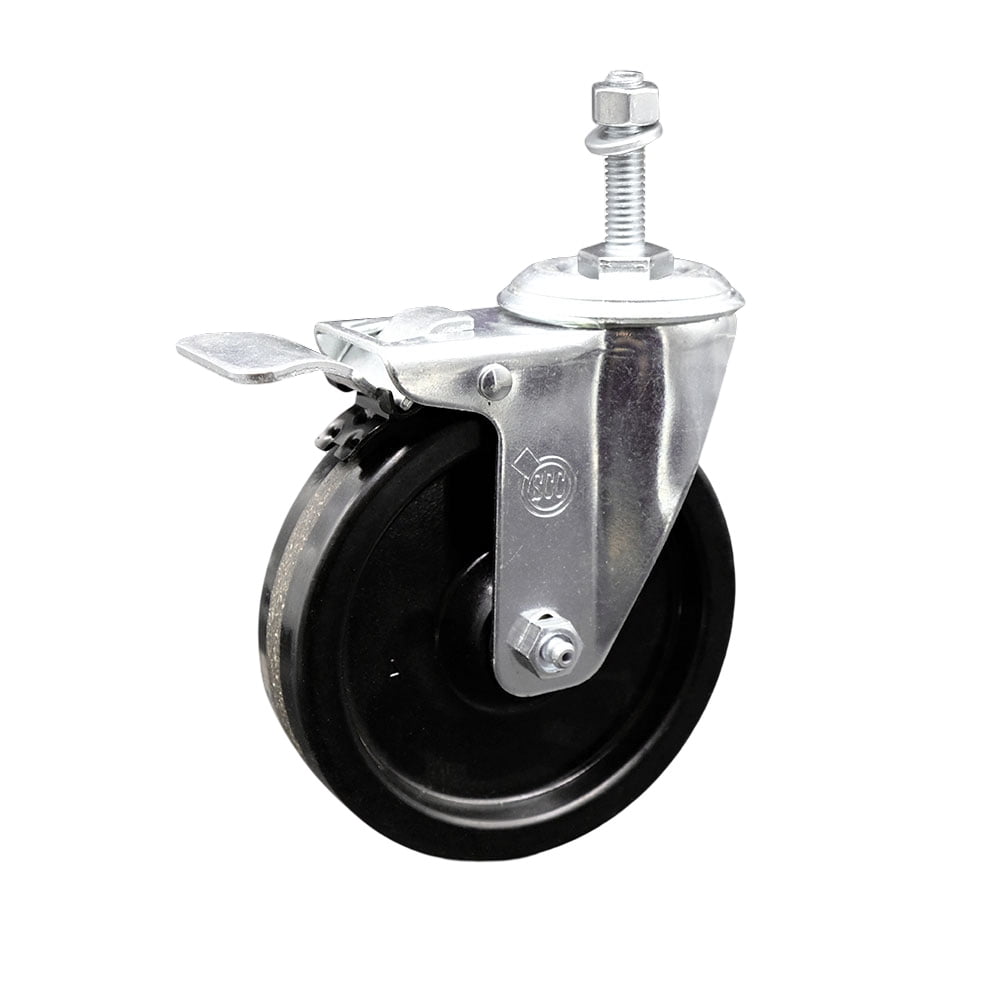5 Inch Phenolic Swivel 10mm Threaded Stem Caster with Total Lock Brake ...