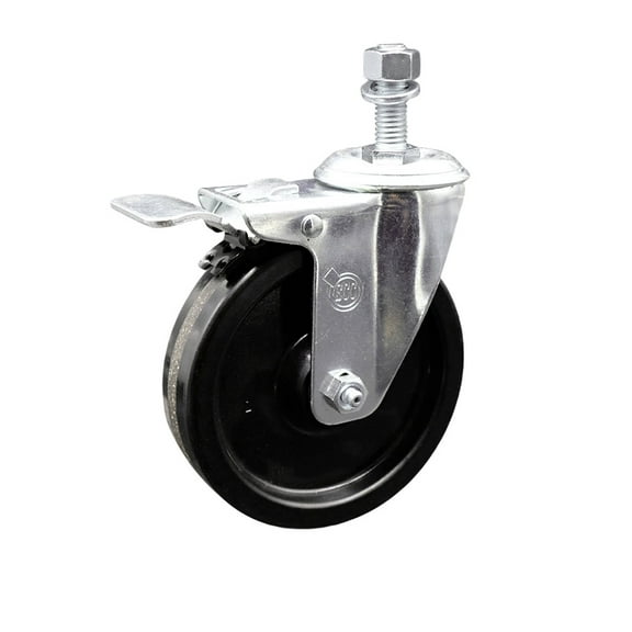 4 Inch Phenolic Swivel 3/4 Inch Threaded Stem Caster Set with Total ...