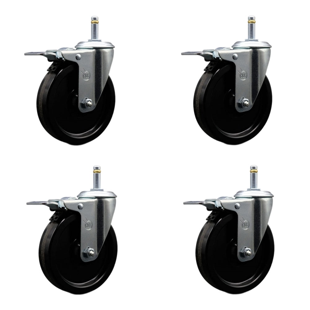 5 Inch Phenolic Swivel 7/16 Inch Grip Ring Stem Caster with Total Lock ...