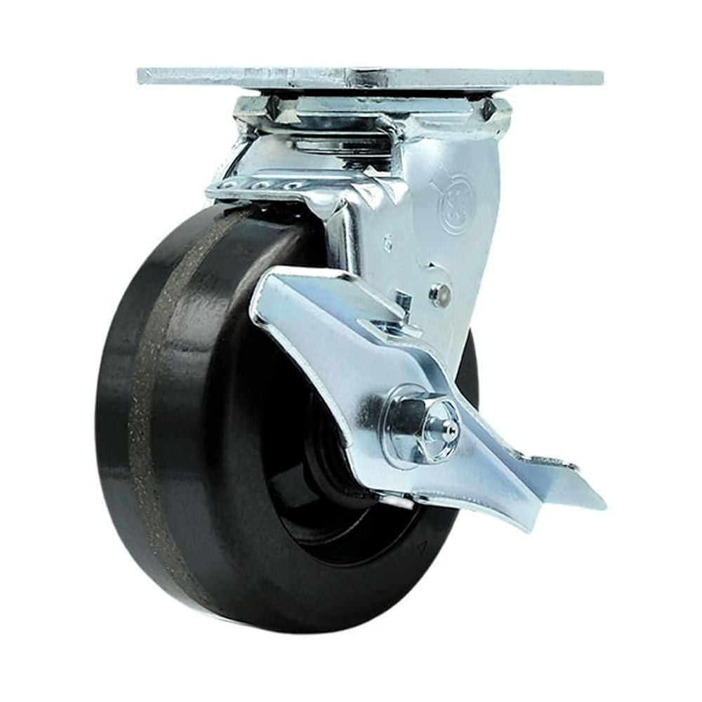 5 Inch Phenolic Swivel Caster with Roller Bearing and Brake Service ...
