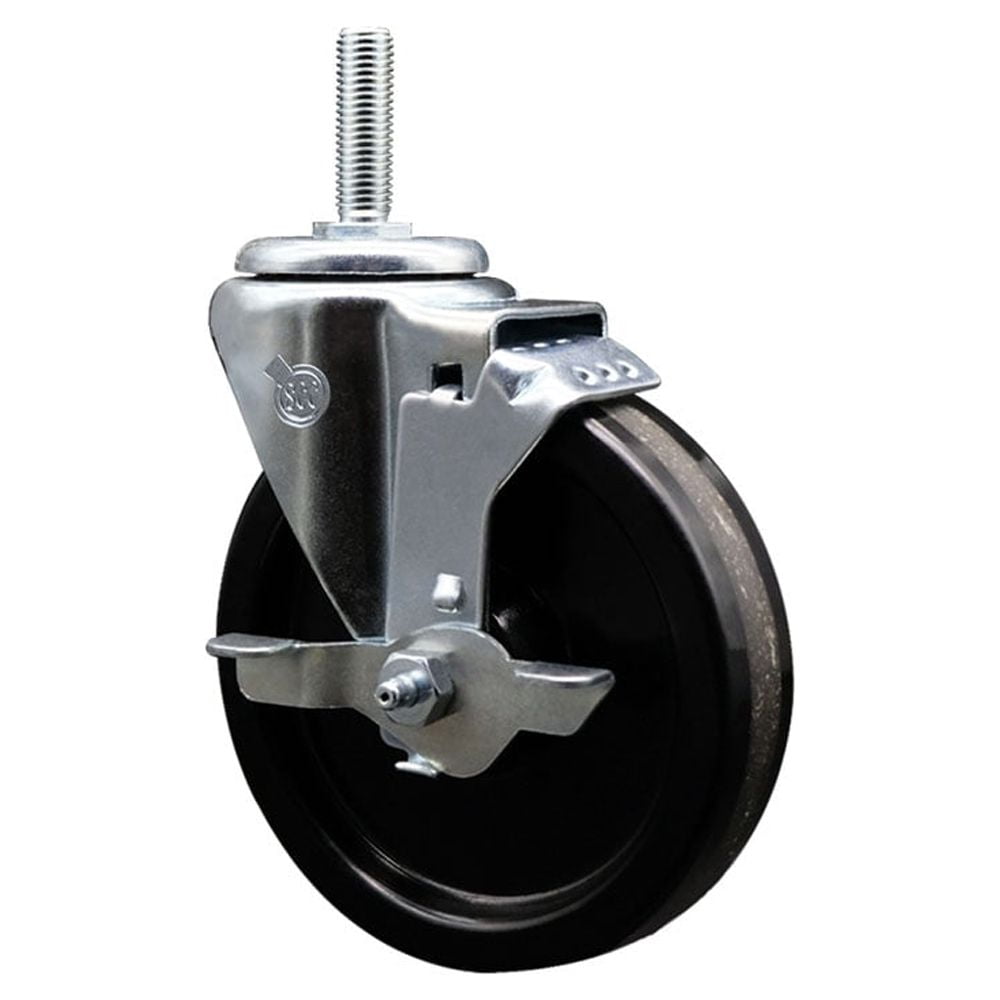 5 Inch Phenolic Wheel Swivel 3/4 Inch Threaded Stem Caster with Brake ...