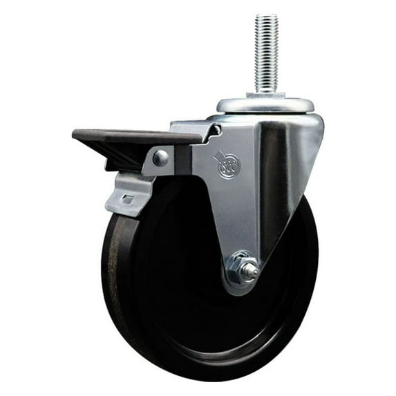5 Inch Phenolic Wheel Swivel 5/8 Inch Threaded Stem Caster with Brake ...