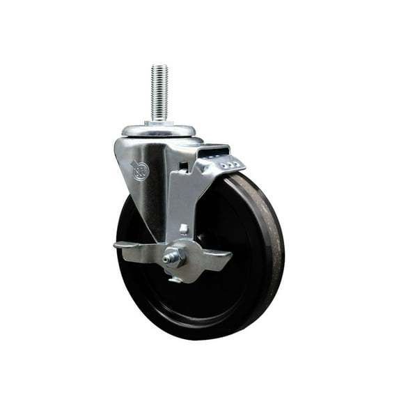5 Inch Phenolic Wheel Swivel 5/8 Inch Threaded Stem Caster with Brake ...