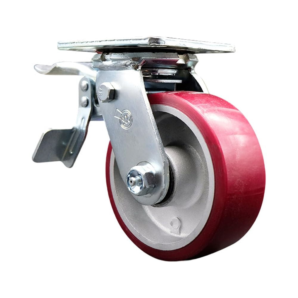 5 Inch Poly on Aluminum Swivel Caster with Ball Bearing and Total Lock ...