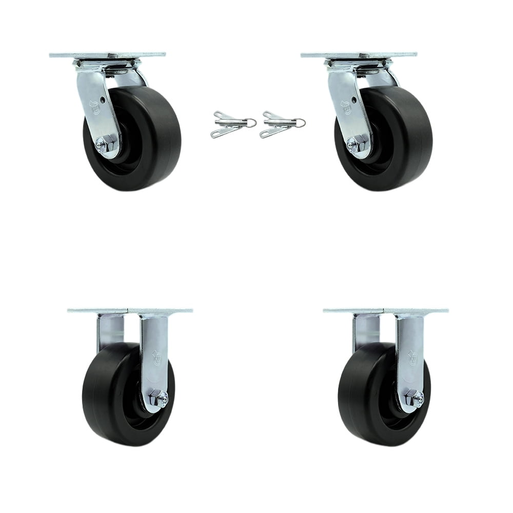 5 Inch Polyolefin Caster Set with Ball Bearings 2 Swivel Lock 2 Rigid ...