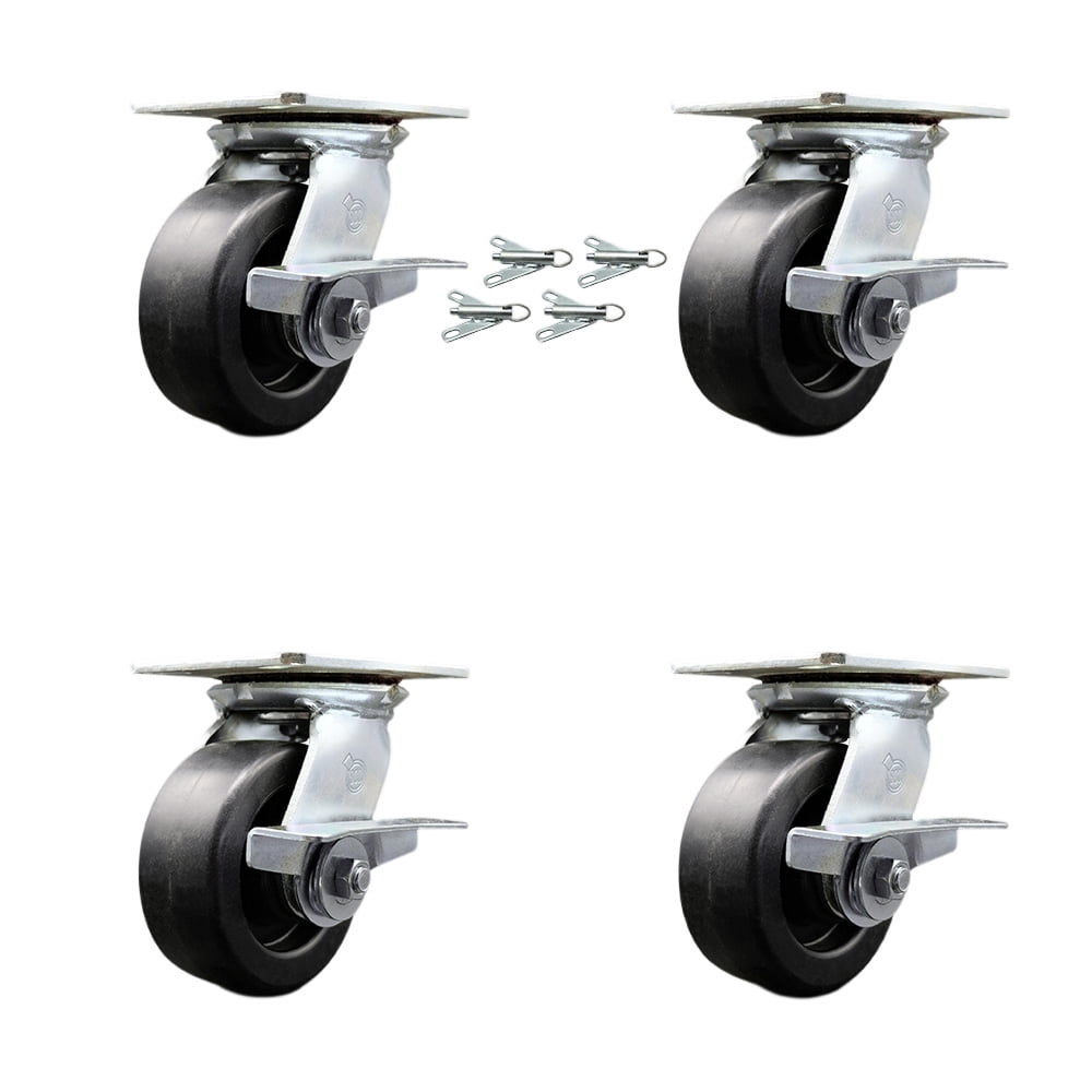 5 Inch Polyolefin Caster Set with Roller Bearing and Brakes/Swivel ...